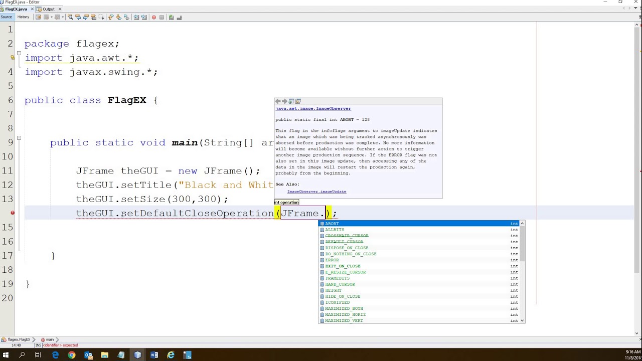 Java Flag GUI example
