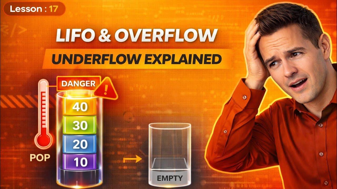 LIFO Principle Explained: Stack Data Structure, Overflow & Underflow (EASY DSA)