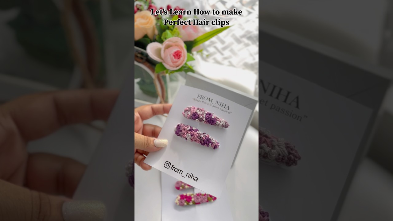 Embroidery hair clips Tutorial #embroiderydesigns #hairaccessories #hairclips #embroiderytutorial