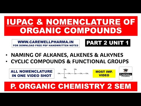 Nomenclature of Organic Compounds || IUPAC Nomenclature || Part 2 Unit 1 || POC 1st Carewell Pharma