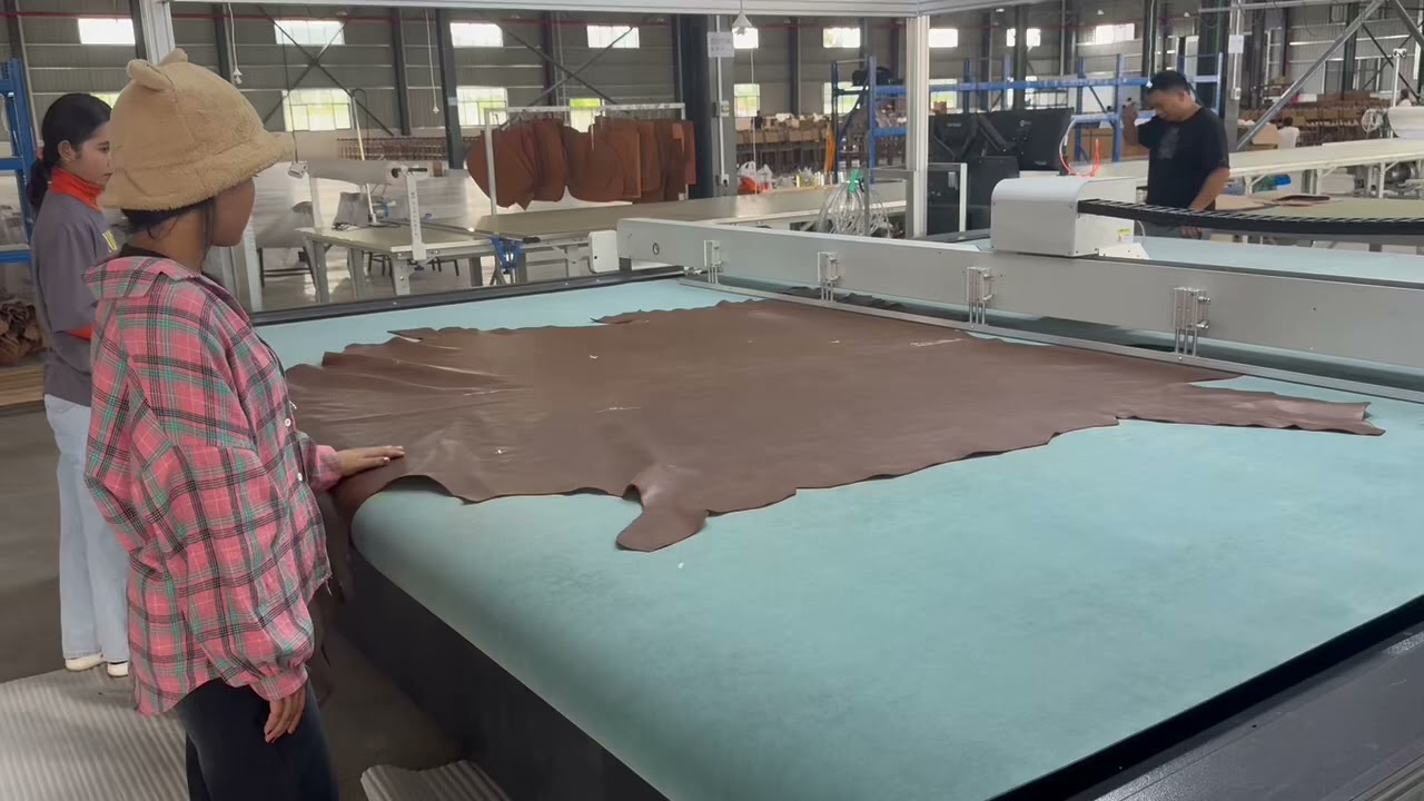 Mastering Leather Cutting: Behind the Scenes at Jasmine Trading Furniture Factory