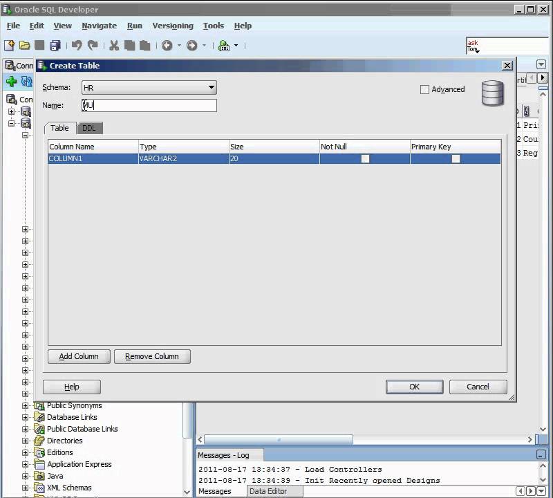 Creating an Oracle Table - Beginner
