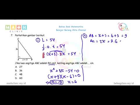 Jika luas segitiga ABC adalah 54 cm, keliling segitiga ABC adalah #bahassoalmatematika #pythagoras