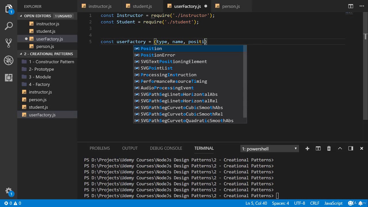 Design Patterns with JavaScript ES56 and Node js from Zero  Factory Pattern Practice