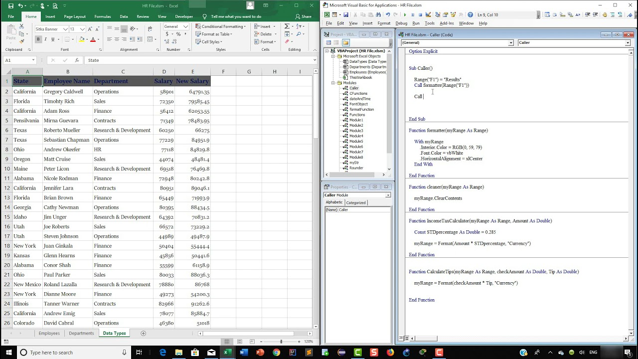 Learning Excel VBA: How to use the Call Statement In excel VBA to call Functions