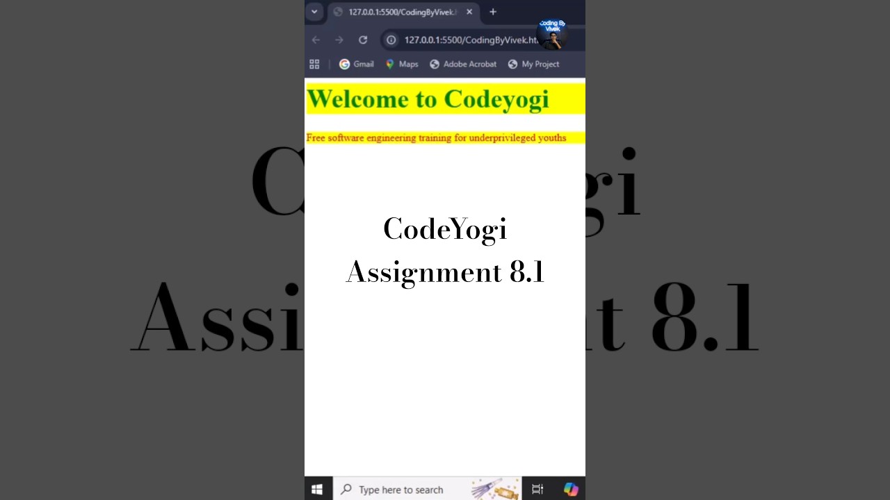 Assignment 8.1 - CodeYogi || HTML || CSS
