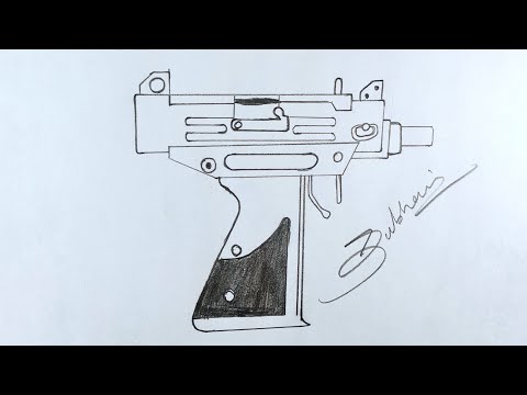 How to draw UZI Gun in free fire | UZI Gun Drawing || Art Attacked