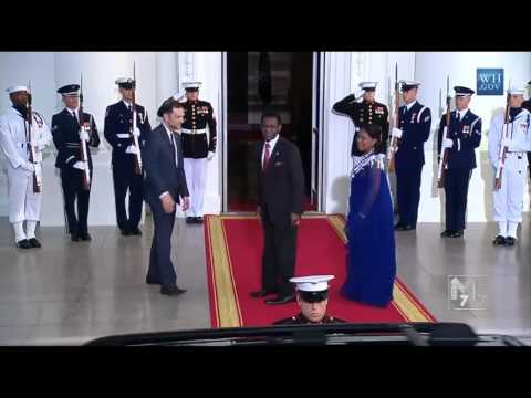 Equitorial Guinea president Teodoro Mbasogo & spouse Constancia arrive at the White House Diner