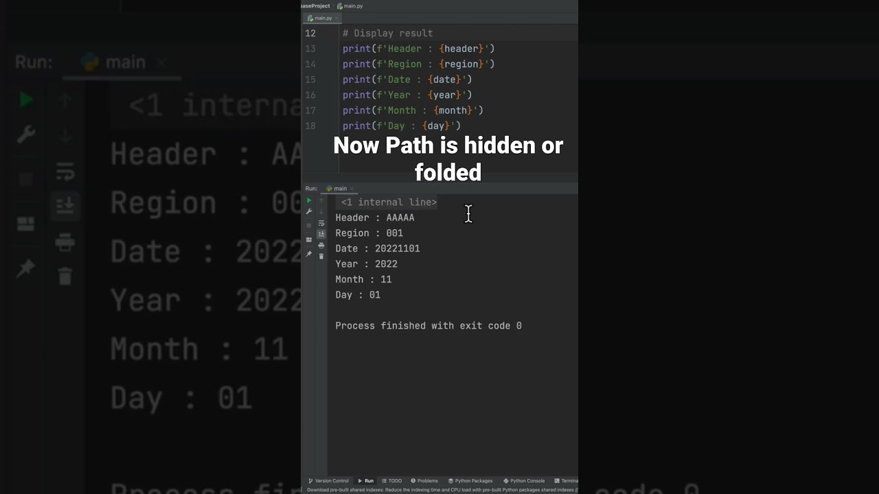 PyCharm - How to Hide path / Fold lines in console output