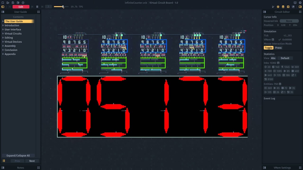 Virtual Circuit Board Infinite Counter