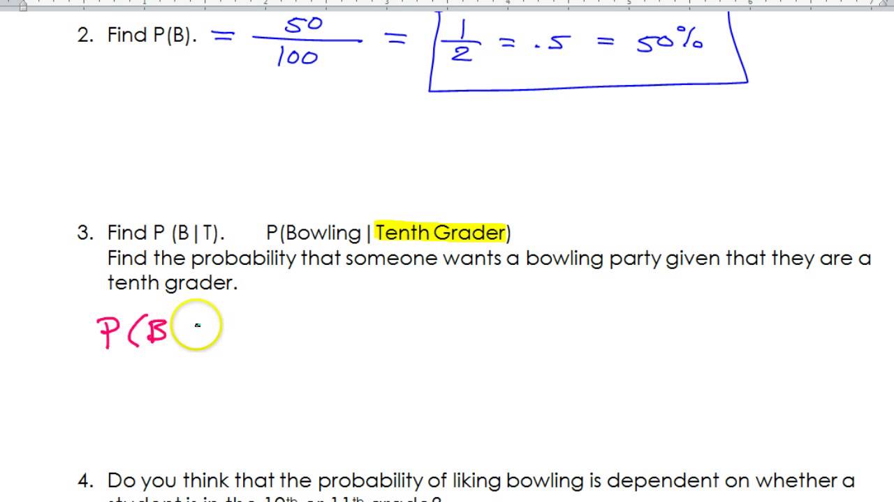 Day 5 HW   Conditional Probability with Tables