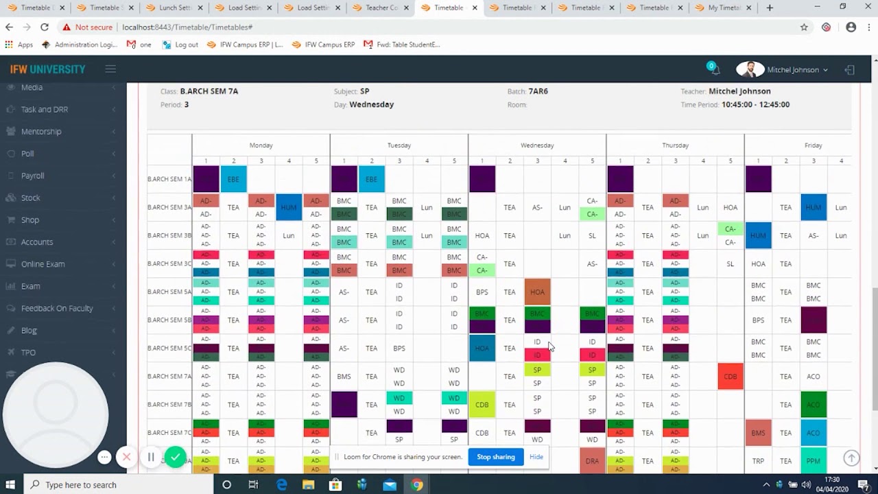 Timetable Module in IFW Campus ERP 2.0 for Colleges & Universities - English Tutorial
