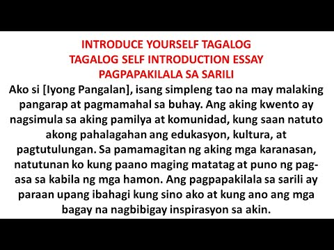 Introduce yourself tagalog | Tagalog self introduction essay | Pagpapakilala sa sarili