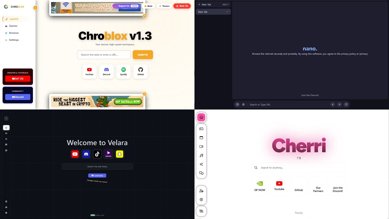 153+ UnbIocked Proxy links for School Chromebook! (Shadow, Cherri, Chroblox, velara, etc)
