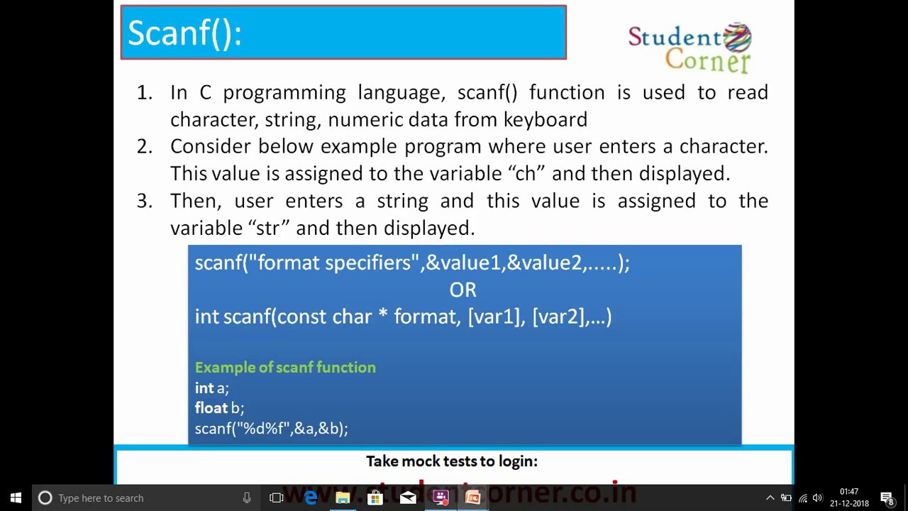C Language - Basic Input and Output Functions