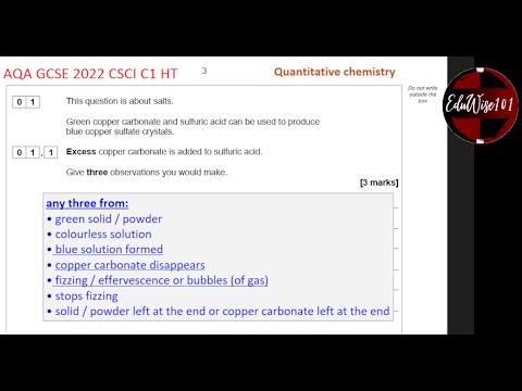 AQA GCSE 2022 Paper 1: Q1 Chemistry Combined Science Higher Tier Past paper Questions Walk through