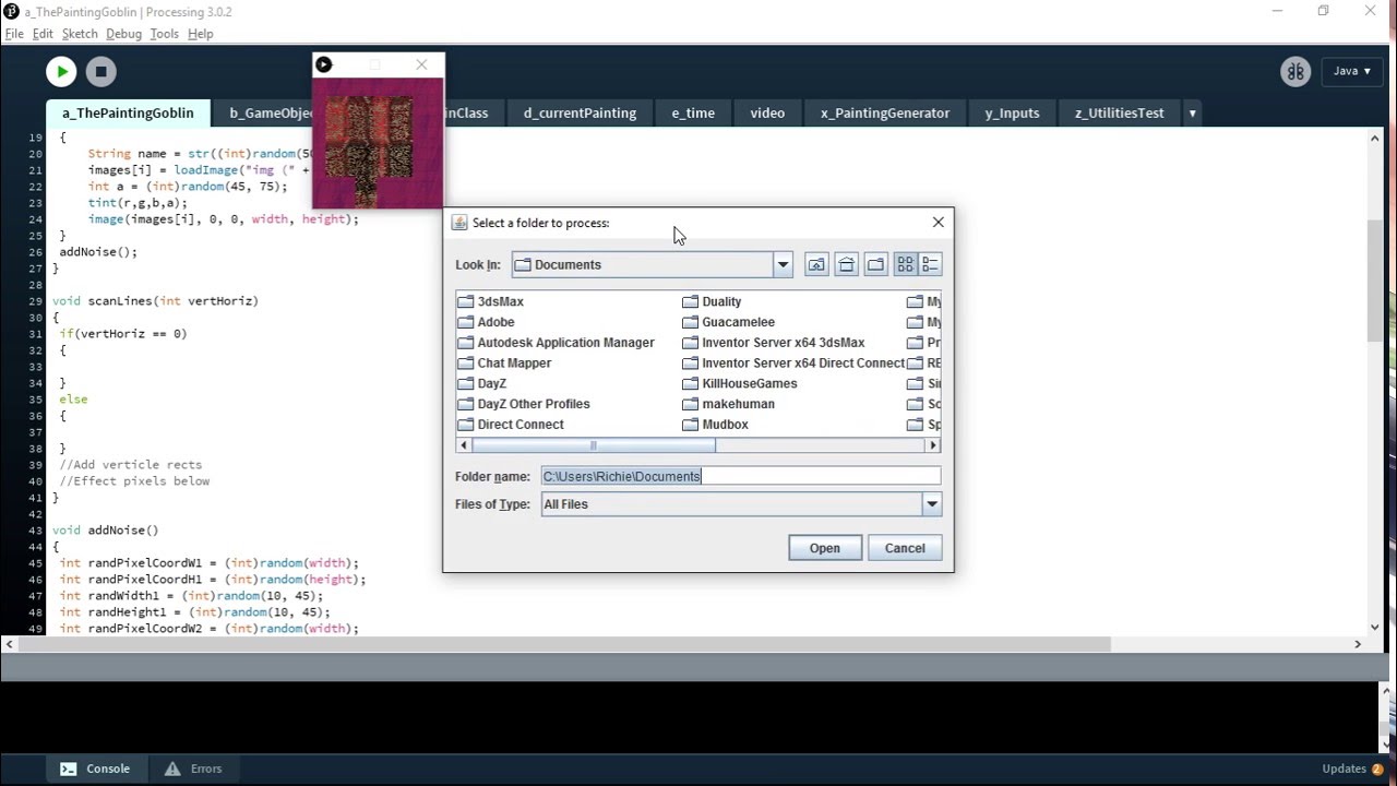 Saving an image from Processing to any directory