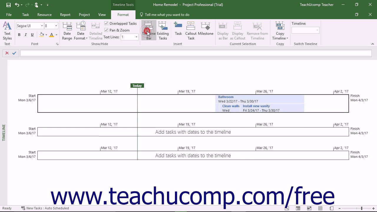 Project 2016 Tutorial Creating Mulitple Timelines-2016 Only Microsoft Training