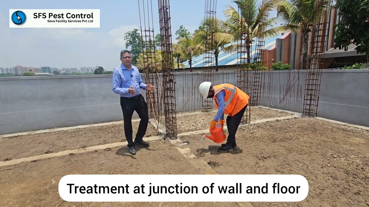 Pre-construction anti-termite treatment to building under construction.Step by step process #termite