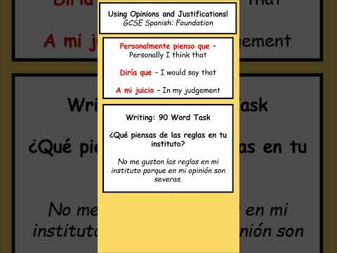 GCSE Spanish: Foundation - Using Opinions and Justifications #shorts #gcsespanish #mfl #languages