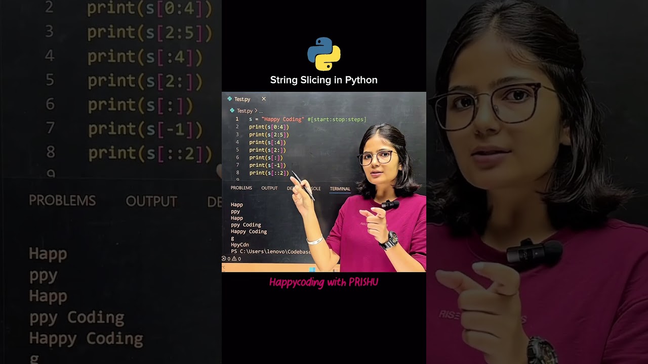 String slicing in Python #python #string #stringslicing #prishu #happycoding