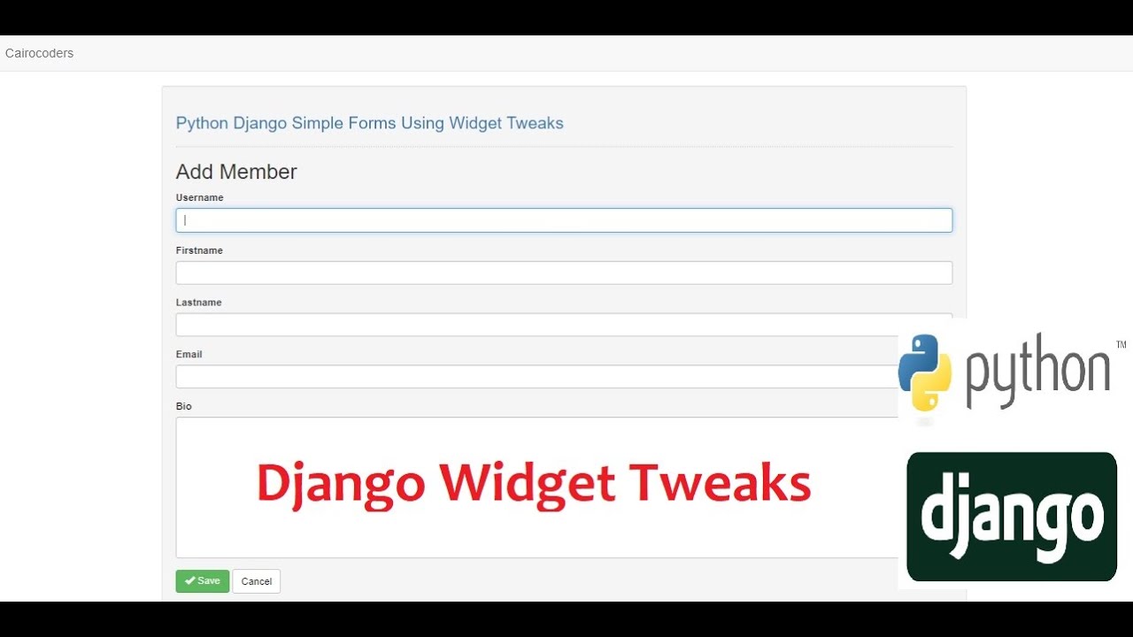 Python Django Simple Forms Using Widget Tweaks