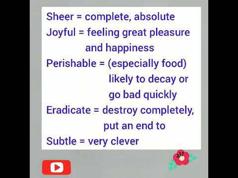 word Synonym | sheer | joyful | Perishable | Eradicate | subtle | English |vocabulary #shorts