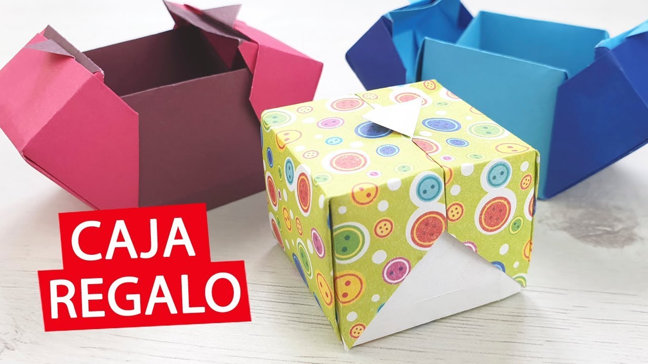 🎁 Como hacer caja de regalo de papel - Origami  (sin pegamento)