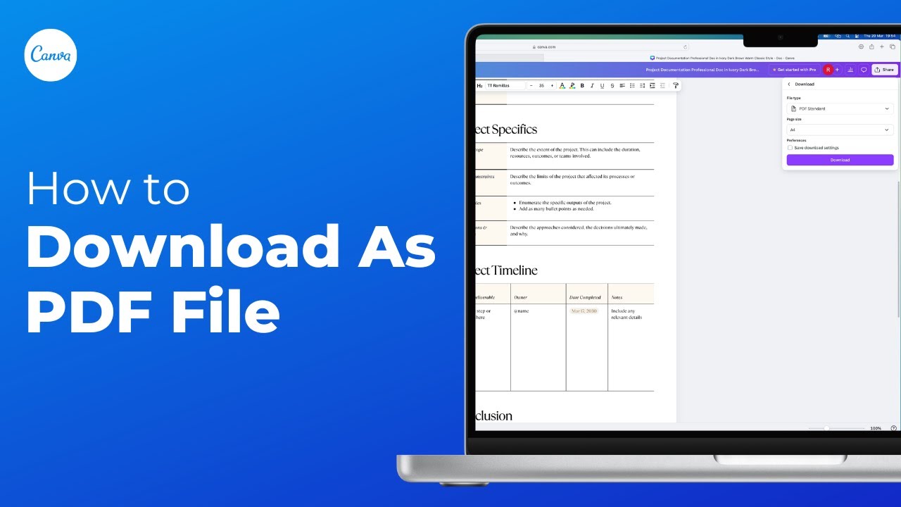 How To Create And Download PDF Files on Canva | Canva Tutorial