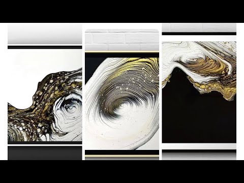 3 Amazing Black/White/Silver/Gold Fluid Pour Compilation Video - Acrylic Pour