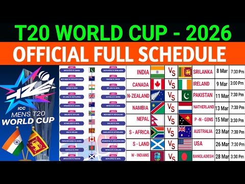 ICC T20 World Cup 2026 Official Schedule: T20 World Cup 2026 Schedule, Date, Times & Venues