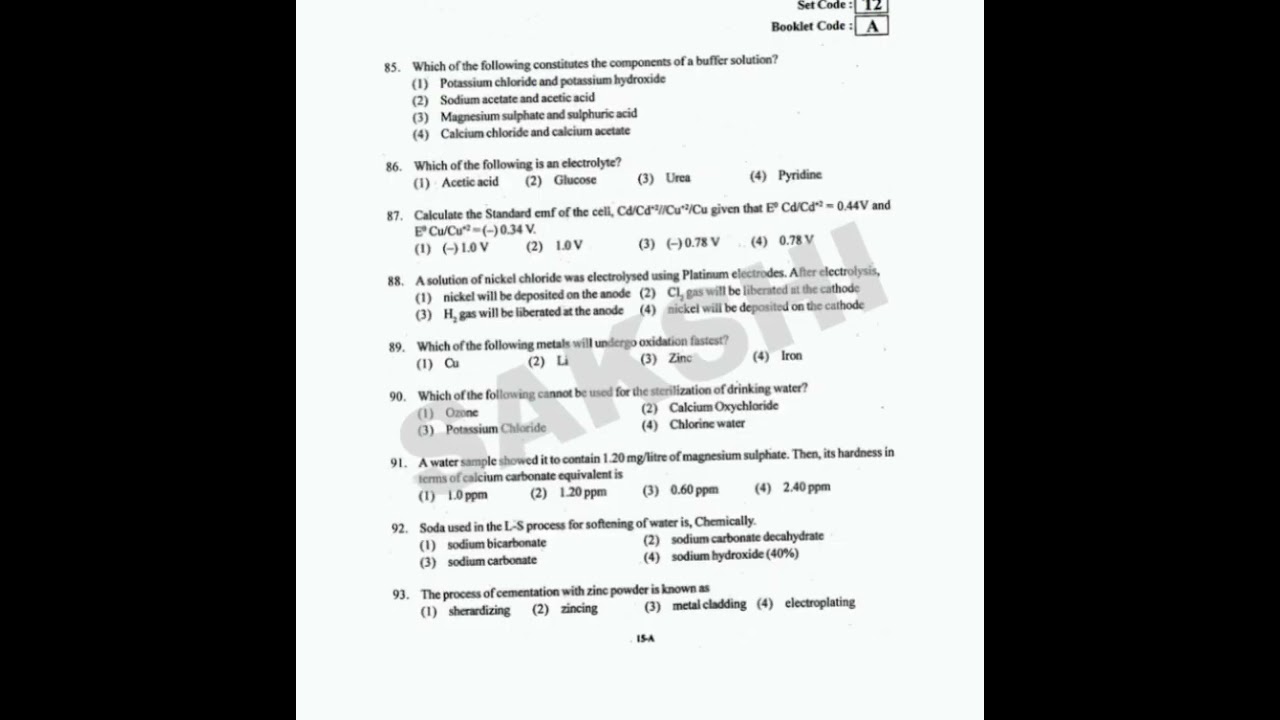 ecet 2012 ece model paper subject: chemistry