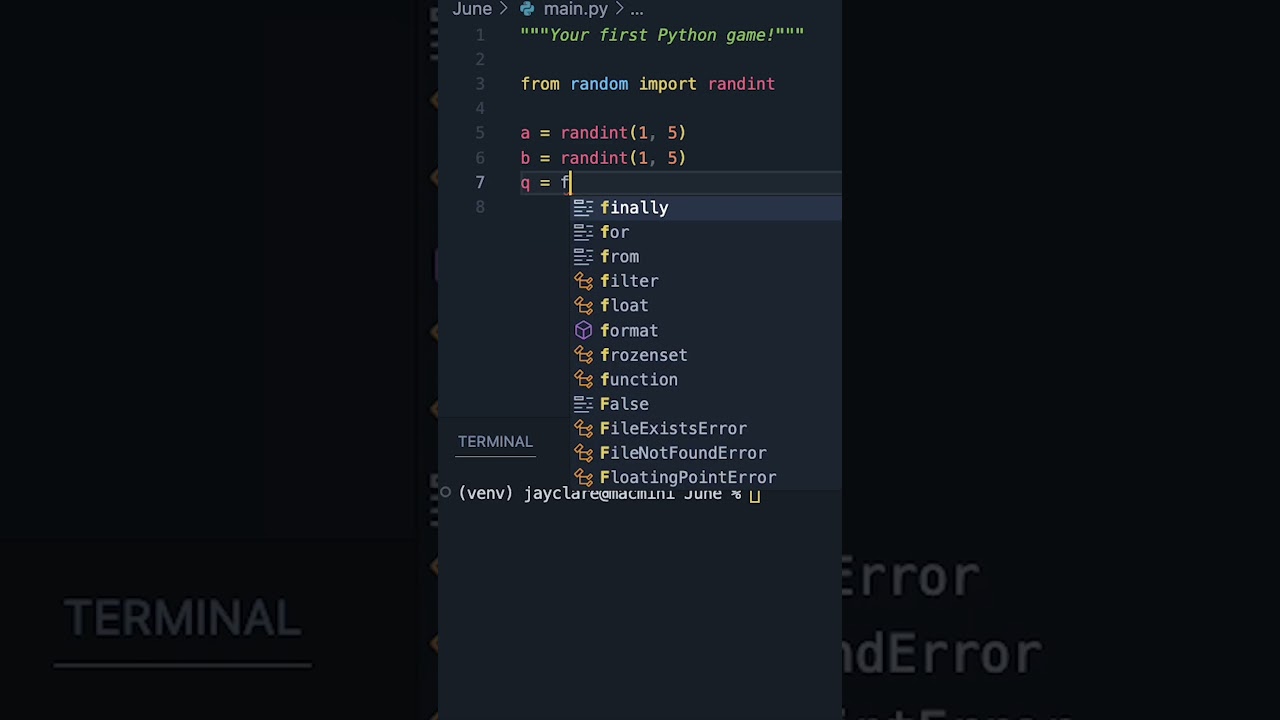 Python 3 | Your First Ever Python Game! #coding #programming #python