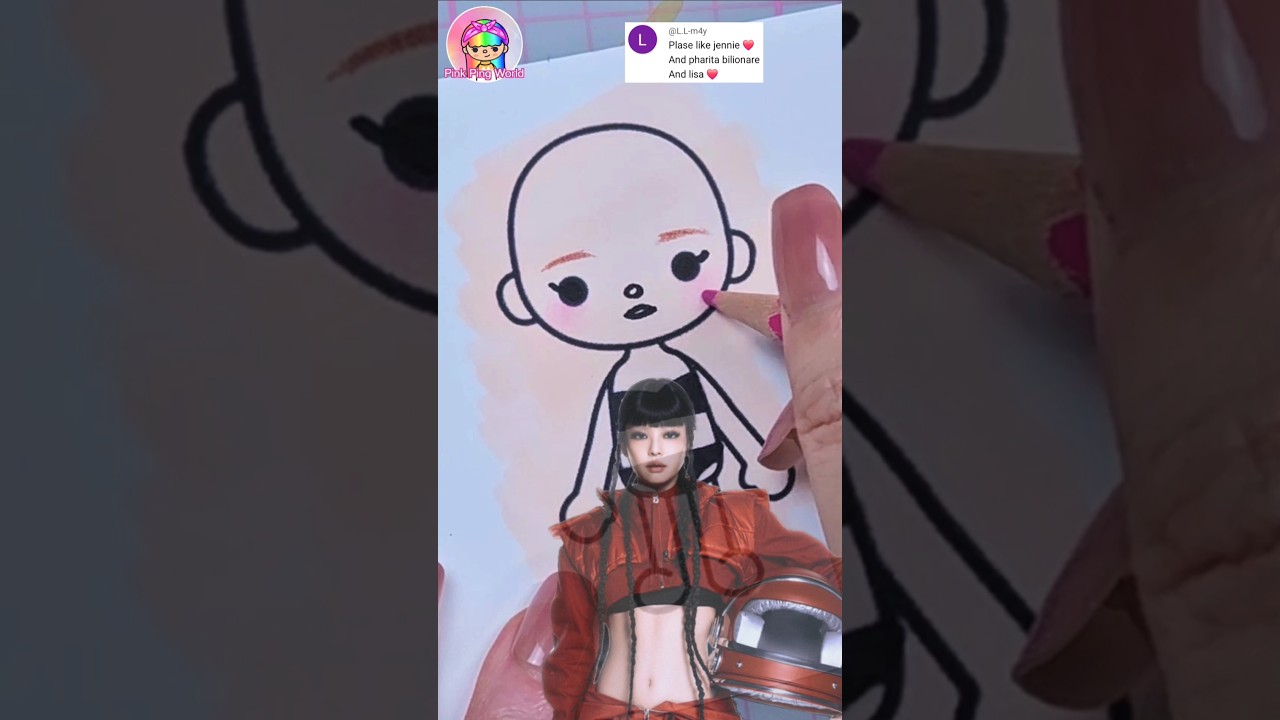 Like Jennie Toca Boca Drawing #shorts #paperdiy