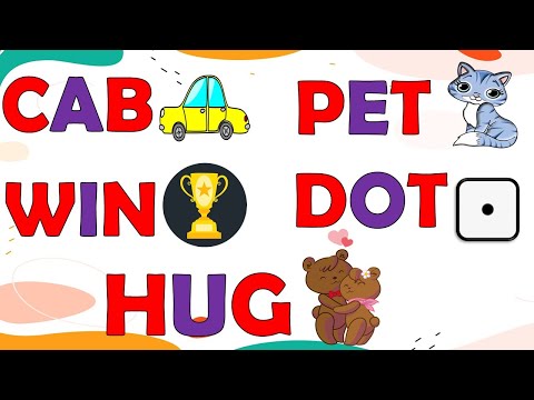 Three Letter Words Phonics || A E I O U - Three Letter Words with Pictures