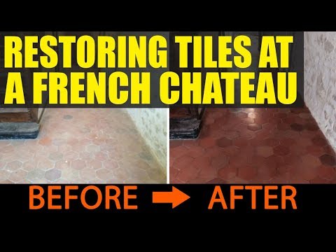 Restoring tiles at a French chateau in Arcis le Ponsart, France