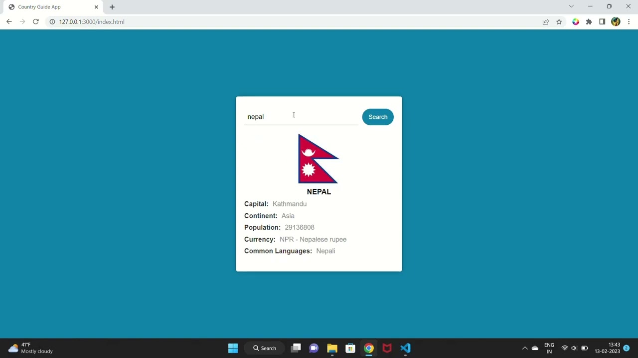 country guide app html css and javascript
