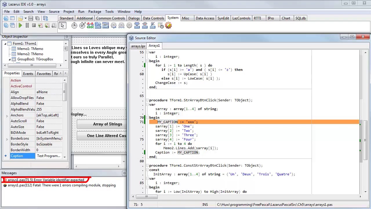 Learning Pascal x19 Arrays