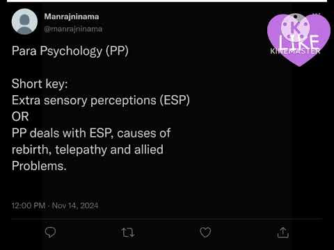 The branches of Psychology. Para Psychology che..