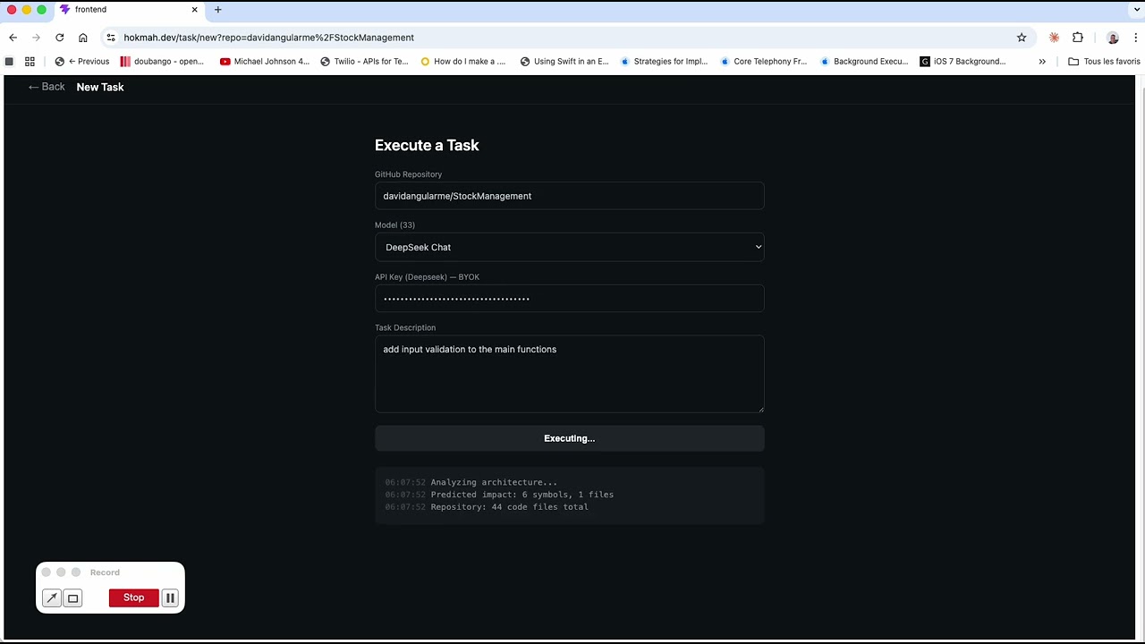 Hokmah — AI Agent Creates a GitHub Pull Request Using Architectural Memory (No Code Reading)
