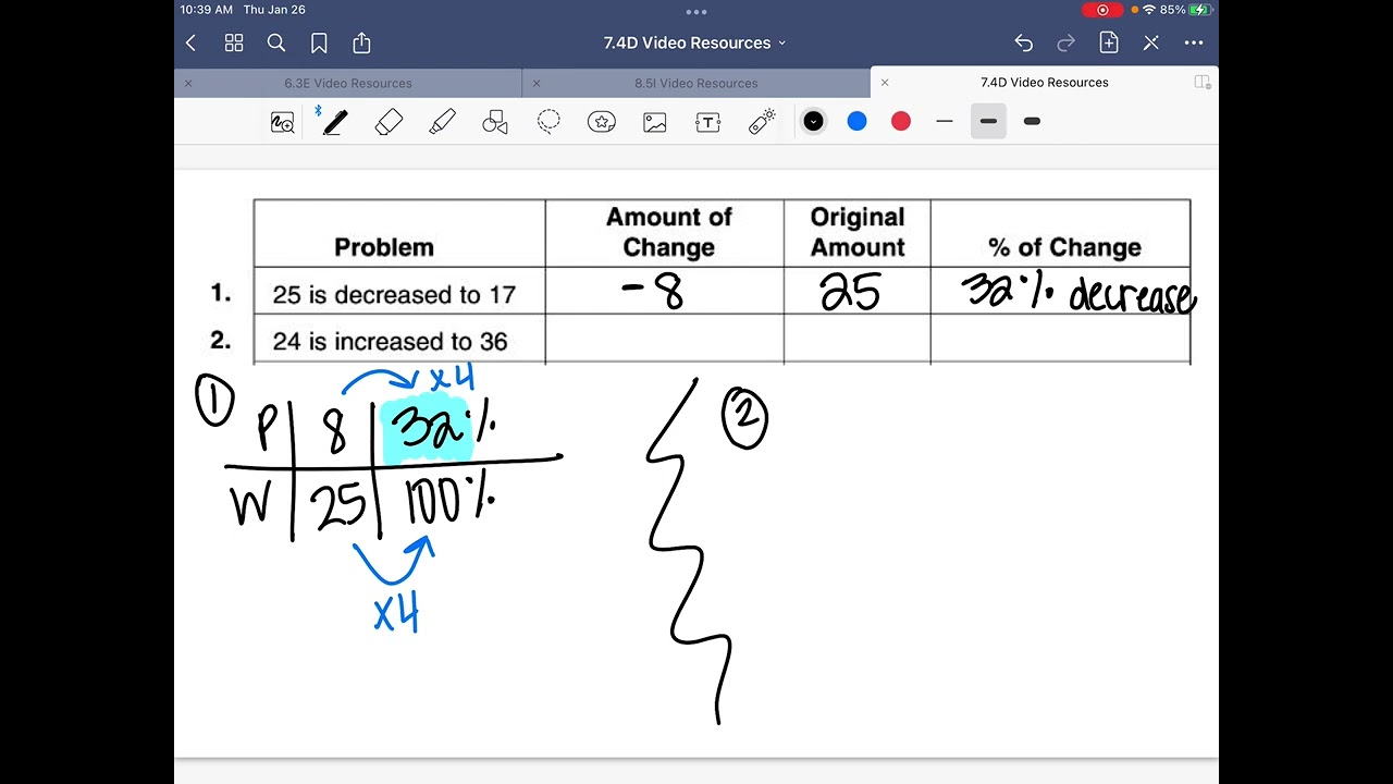 7 4D Percent Increase and Decrease with Ratio Tables
