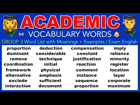 Learn ACADEMIC English Vocabulary Words - GROUP 3 Word List with Meanings + Examples | Exam English