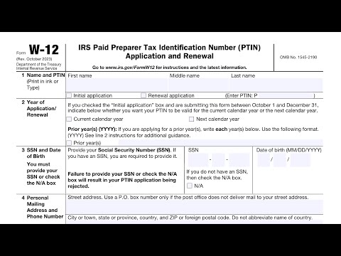 IRS Form W-12 walkthrough (PTIN Application)