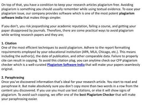 Research Paper Plagiarism How to Avoid It