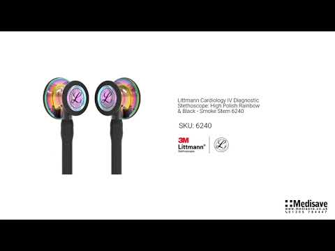 Littmann Cardiology IV Diagnostic Stethoscope High Polish Rainbow Black Smoke Stem 6240 6240