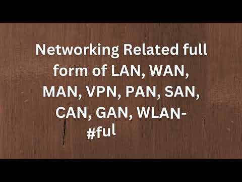 Networking Related full form of LAN, WAN, MAN, VPN, PAN, SAN, CAN, GAN, WLAN #fullform, SIKHO FREE