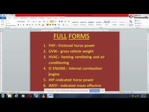 Full form of FHP, GVW, HVAC, IHP, IMEP, ISFC, IC ENGINE ||