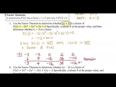 MTH 161 Section 2.3 Factor Theorem Examples