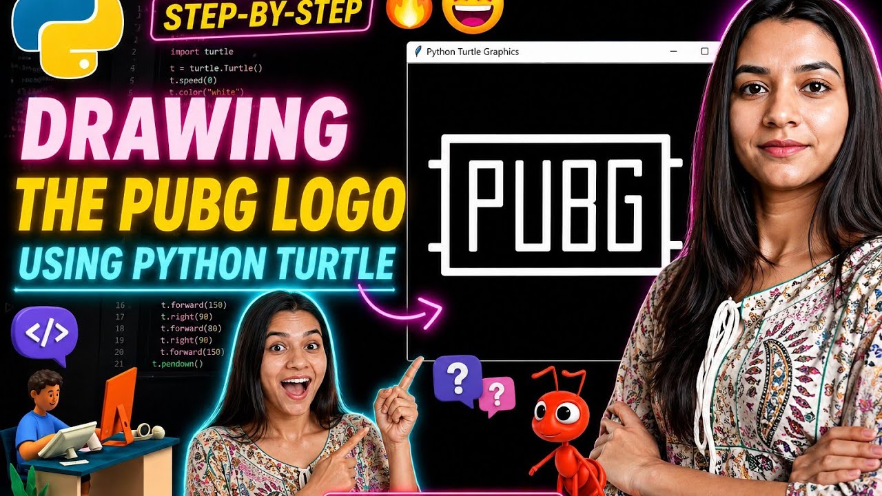 Drawing the PUBG Logo with Python Turtle || Step by Step Tutorial #python #turtle