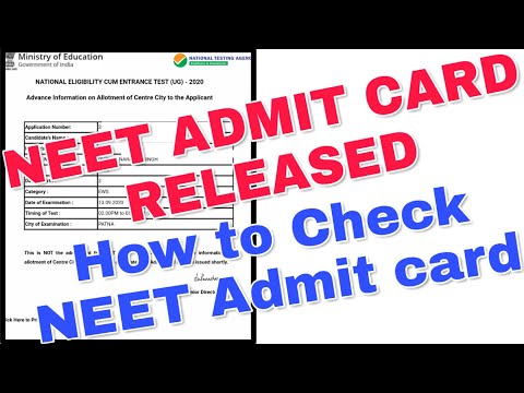NEET ADMIT CARD RELEASED,HOW TO CHECK NEET ADMIT CARD 2020,CHECK NOW